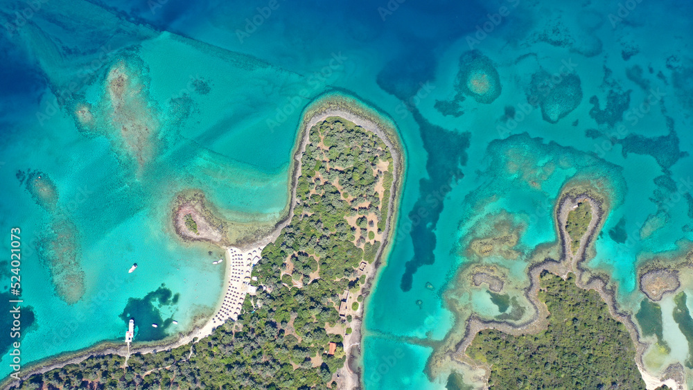 Aerial drone photo of tropical exotic volcanic island complex of ...