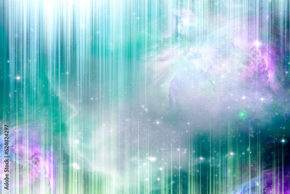 abstract nebula cosmic galaxy with rays of light in vertical direction ...