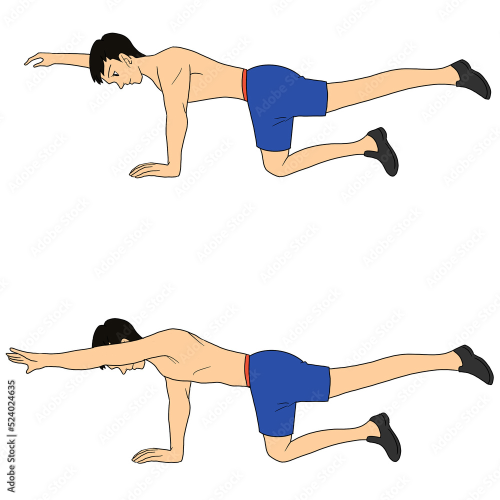 Exercise poses for men lying on the floor, hands, feet, legs raised ...