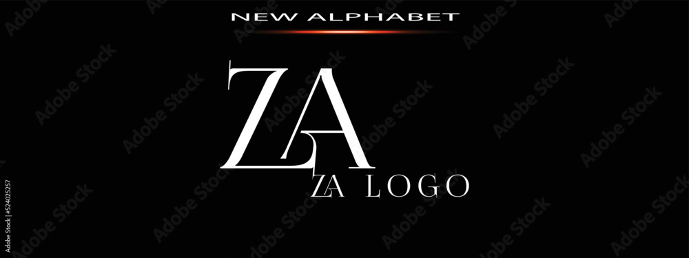 Monogram ZA LOGO Abstract Fashion font alphabet. Minimal modern urban ...