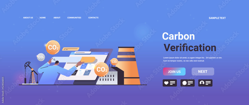 carbon verification concept businessman using search bar responsibility ...
