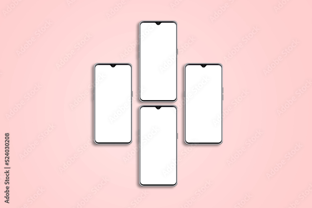 Smartphones top view flat lay multi screens mockup, digital screen ...