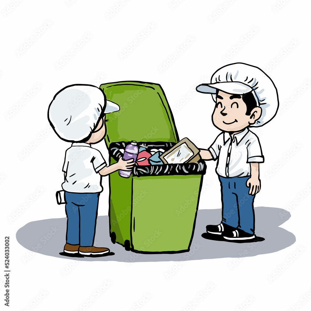 cartoon male and female employees of a sanitary waste plant Stock ...