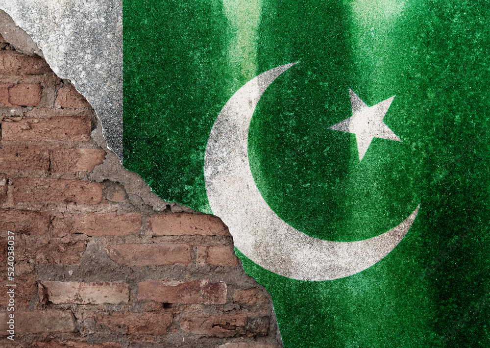 Pakistan flag on broken brick wall Stock Photo | Adobe Stock