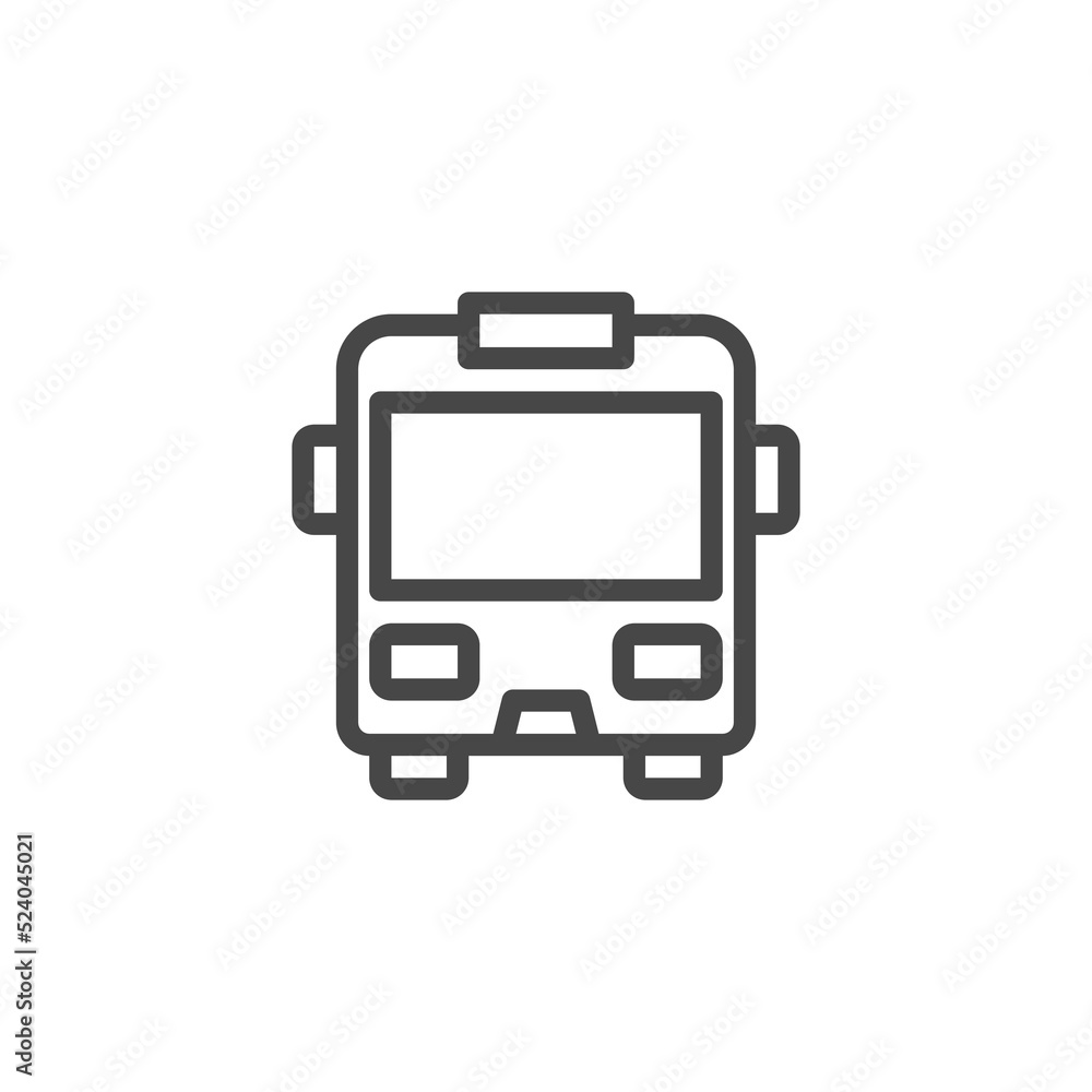 Bus icon. Public transport line symbol. Automobile outline sign. Front ...