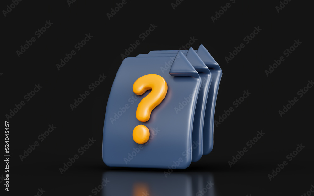 document question mark sign on dark background 3d render concept for ...