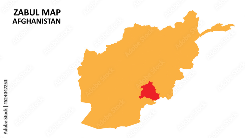 Zabul State and regions map highlighted on Afghanistan map. Stock ...