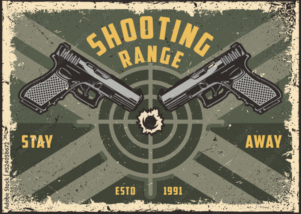 Shooting range vintage colorful poster Stock Vector | Adobe Stock