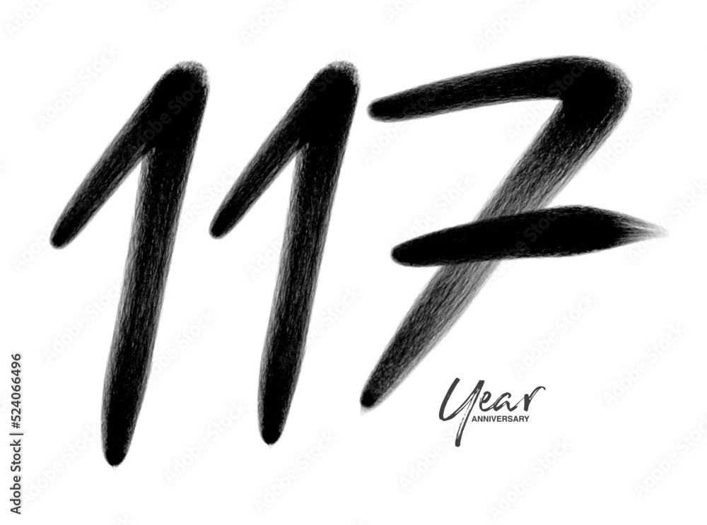 117 Years Anniversary Celebration Vector Template, 117 number logo ...
