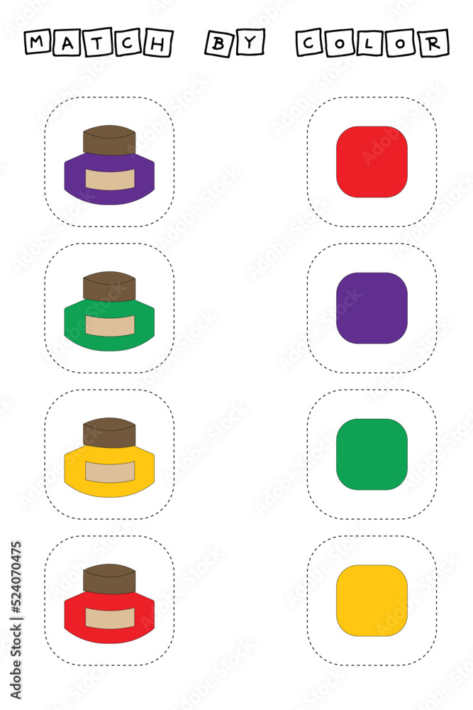 Match the paint and their colors. Appropriate game. Educational game ...