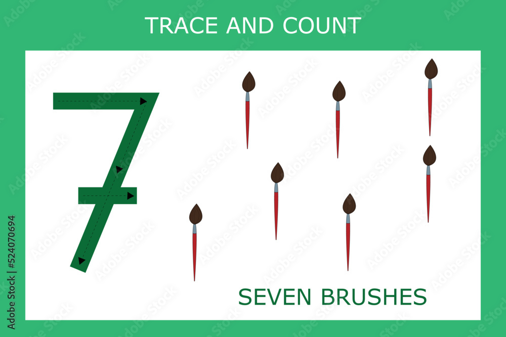 A game of tracing the outlines of the number . Preschool worksheet ...