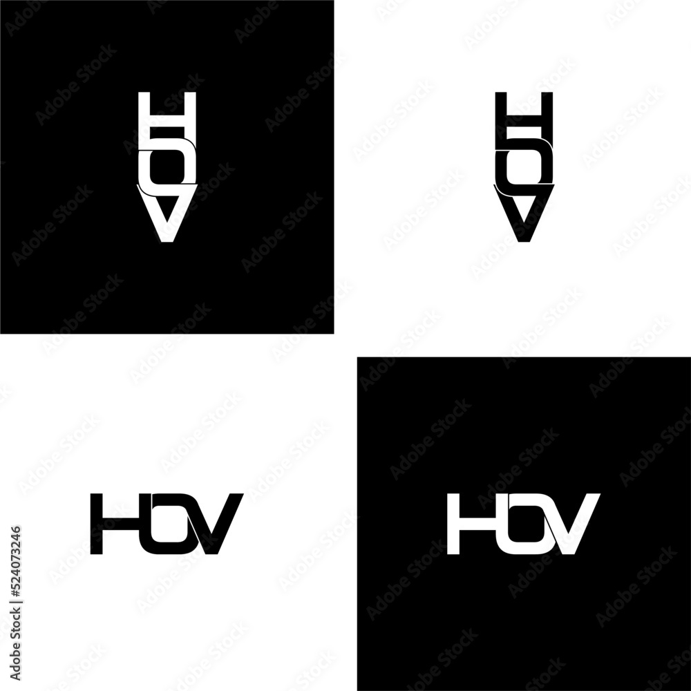 hov letter original monogram logo design set Stock Vector | Adobe Stock