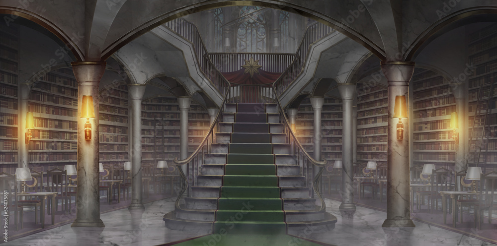 The main hall of the old Fantasy Library - turned on the light and with ...