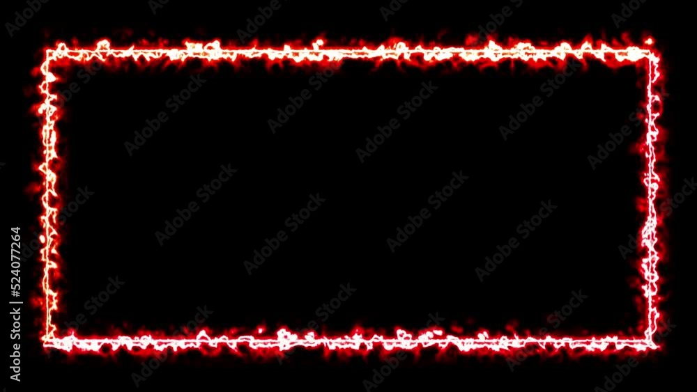 animate neon red fire frame electric line glowing, abstract glowing ...