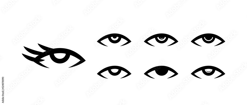 Eye icon set. Retina scan eye icons. Simple eye collection - stock ...