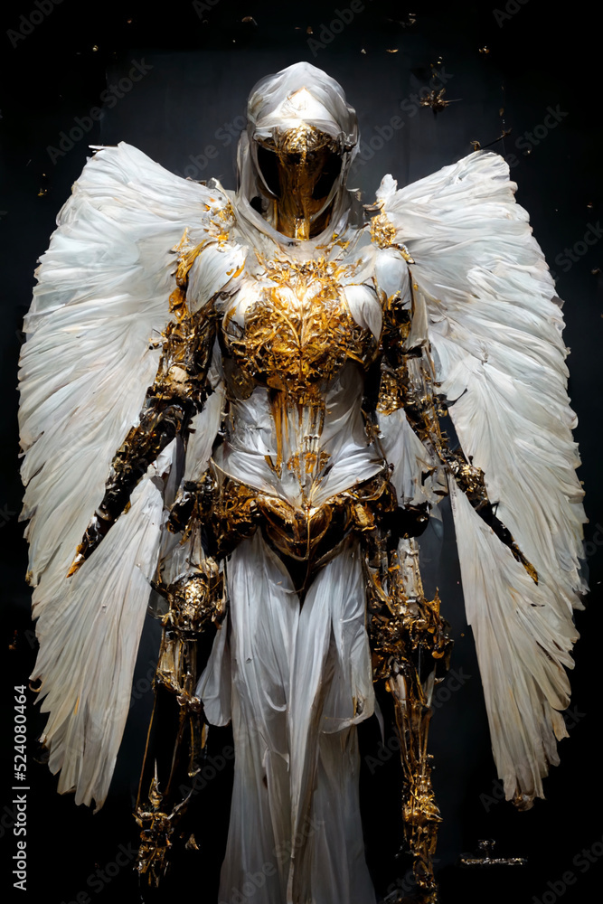 Ultra realistic full body archangel diablo, intricate white and gold armor, Stock Illustration ...