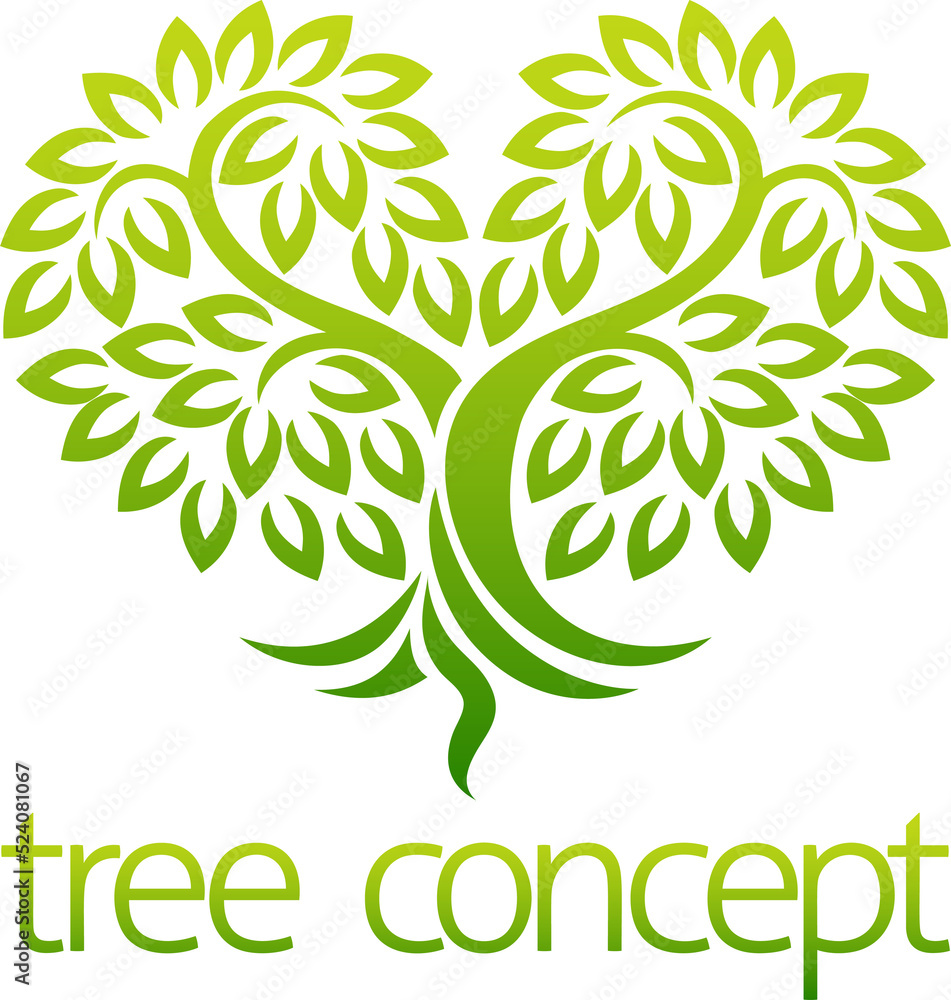 Tree Heart Icon Concept Stock Illustration | Adobe Stock