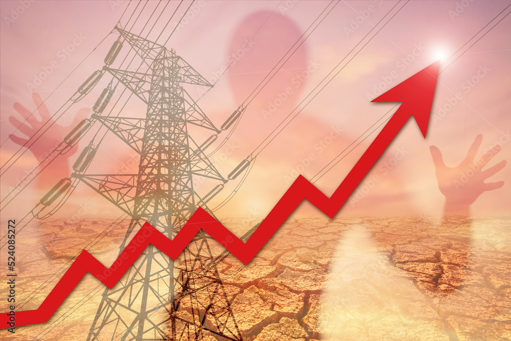 energy crisis concept power shortage and increased energy consumption. Image of a high voltage ...
