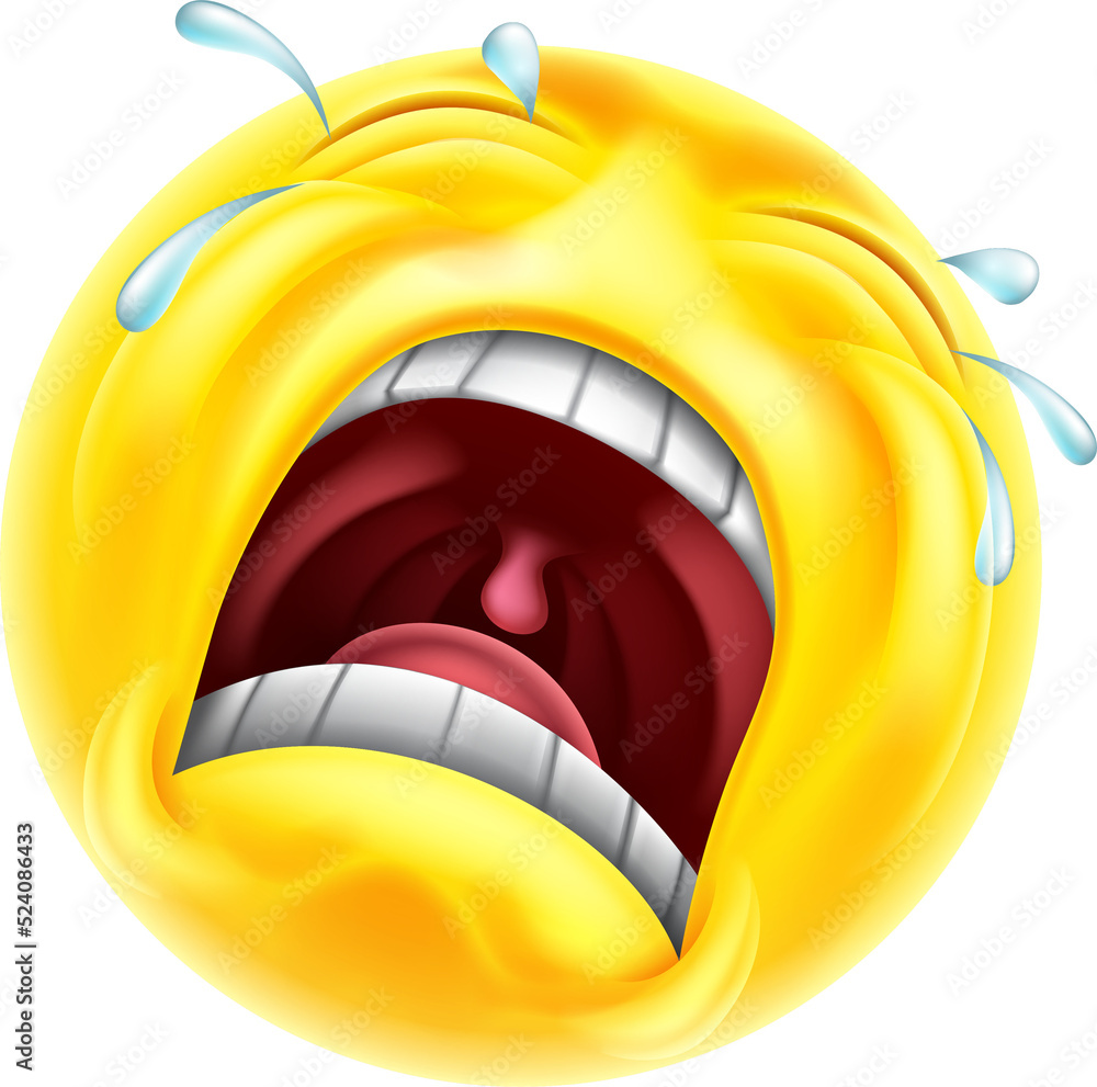 Sad Crying Emoticon Cartoon Face Stock Illustration | Adobe Stock