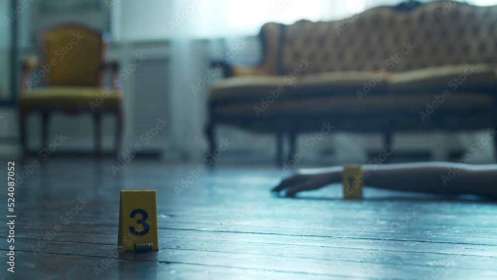 Closeup of a Crime Scene in a Deceased Person's Home. Dead man, Police ...