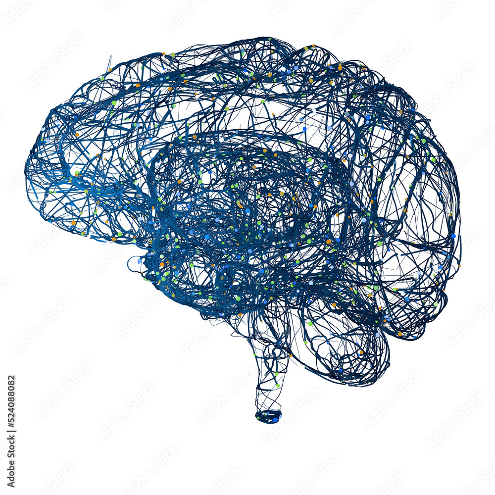 Human brain activity with plexus lines.. External cerebral connections ...
