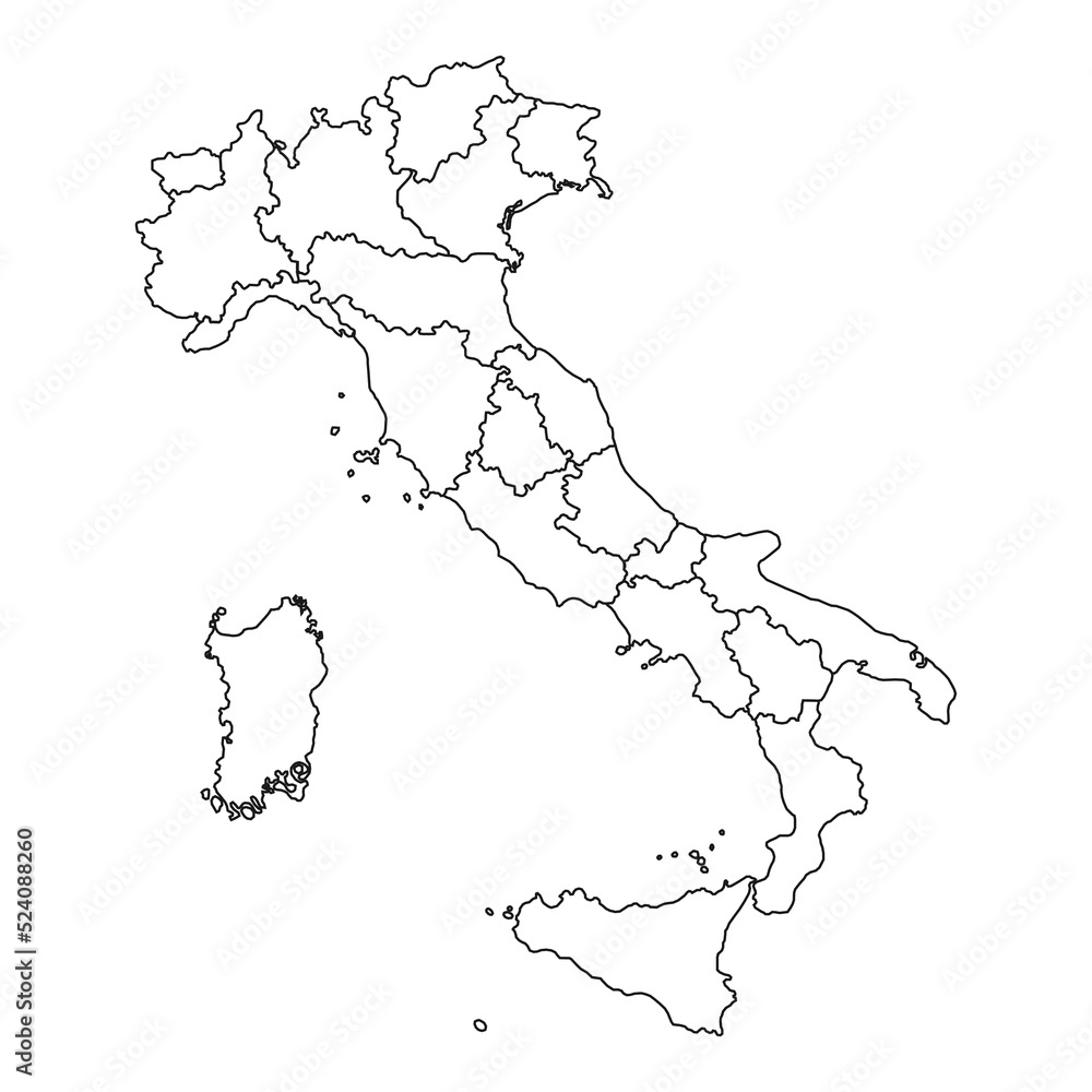 Italy Map with region borders. Vector illustration. Stock Vector ...