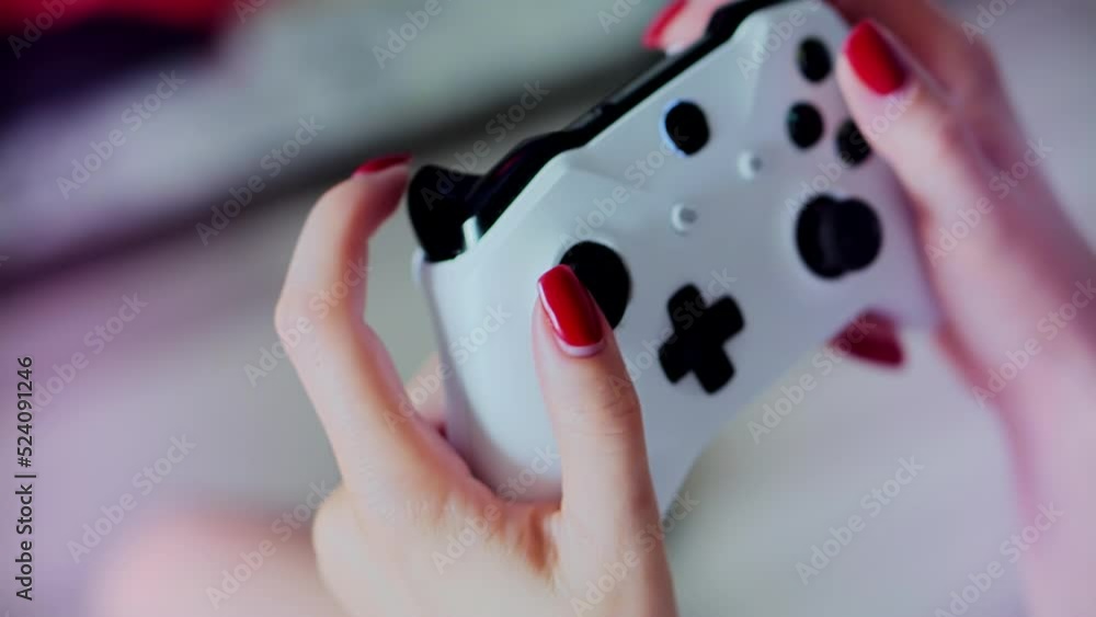 Gamer Playing On Video Game. TV Game Simulator Joystick. Joypad ...