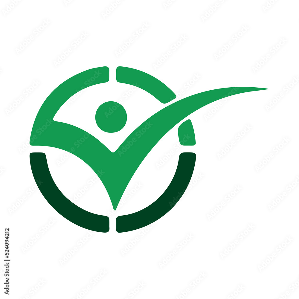 Logo Design with Green Tick and Human Figure Stock Vector | Adobe Stock
