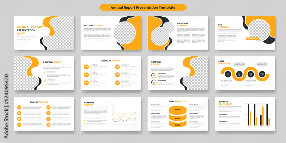 Yellow Annual report presentation slide template or corporate ... Yellow Annual report presentation slide template or corporate ...