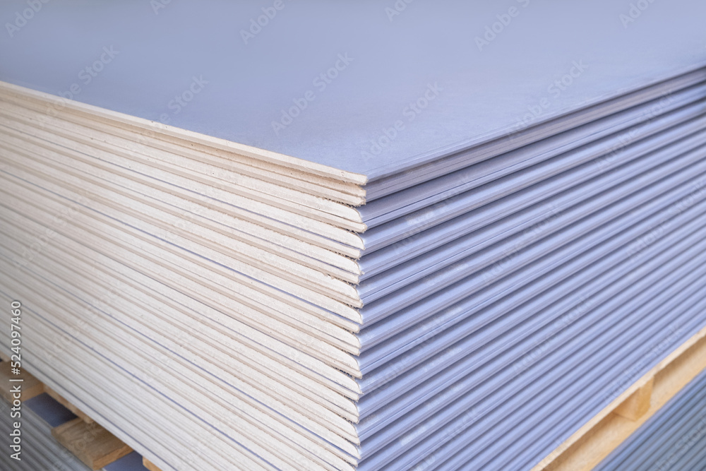 The stack of Special gypsum board with enhanced sound insulation ...