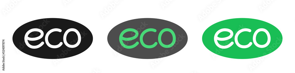 Green and black ECO logos. Eco icon set. Vector clipart isolated on ...