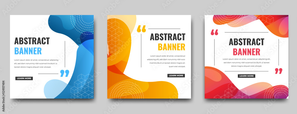 Set of Social media post template with abstract colorful shape ...