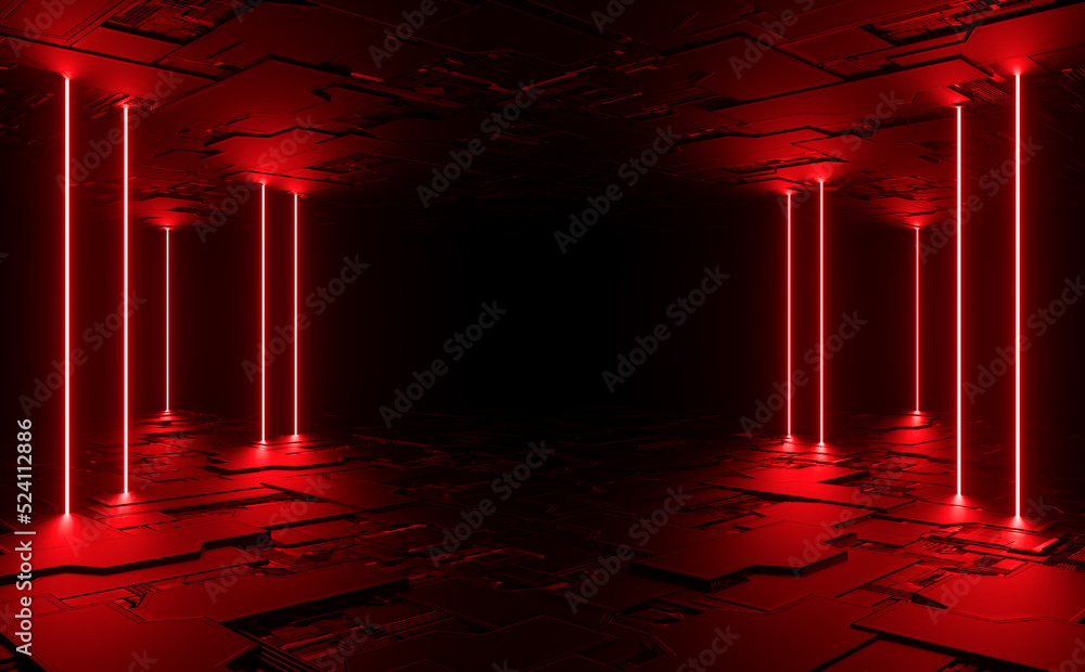 Red Laser Neon Led Light Glowing Illumination Sci Fi Futuristic On ...