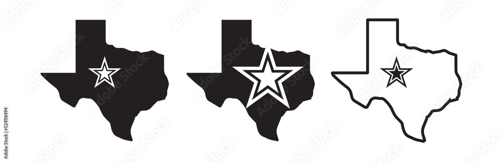Texas Shape Silluet. Texas Logo Vector. Dallas Star. Vector symbols ...