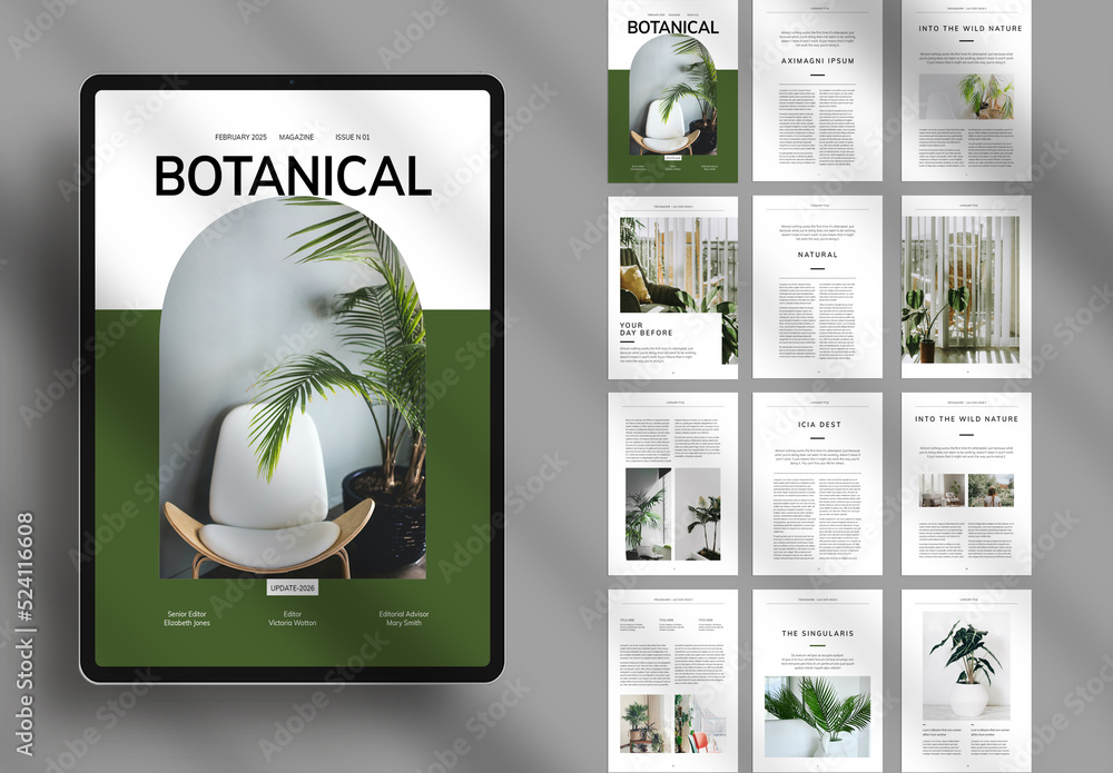 Botanic Magazine Layout Stock Template | Adobe Stock