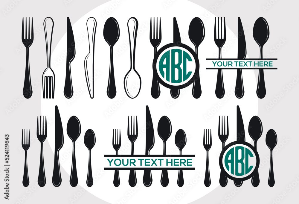 Cutlery Set Svg | Spoon Knife Frok Set Svg | Spoon Svg | Knife Svg ...