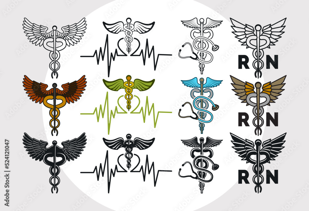 Caduceus Symbol SVG Bundle, Caduceus Svg, Pharmacy Symbol Svg, Wings ...
