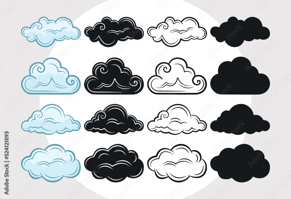 Cloud Bundle Svg Cut File, Weather Svg, Sky Svg, Rain Cloud Svg, Cloud ...