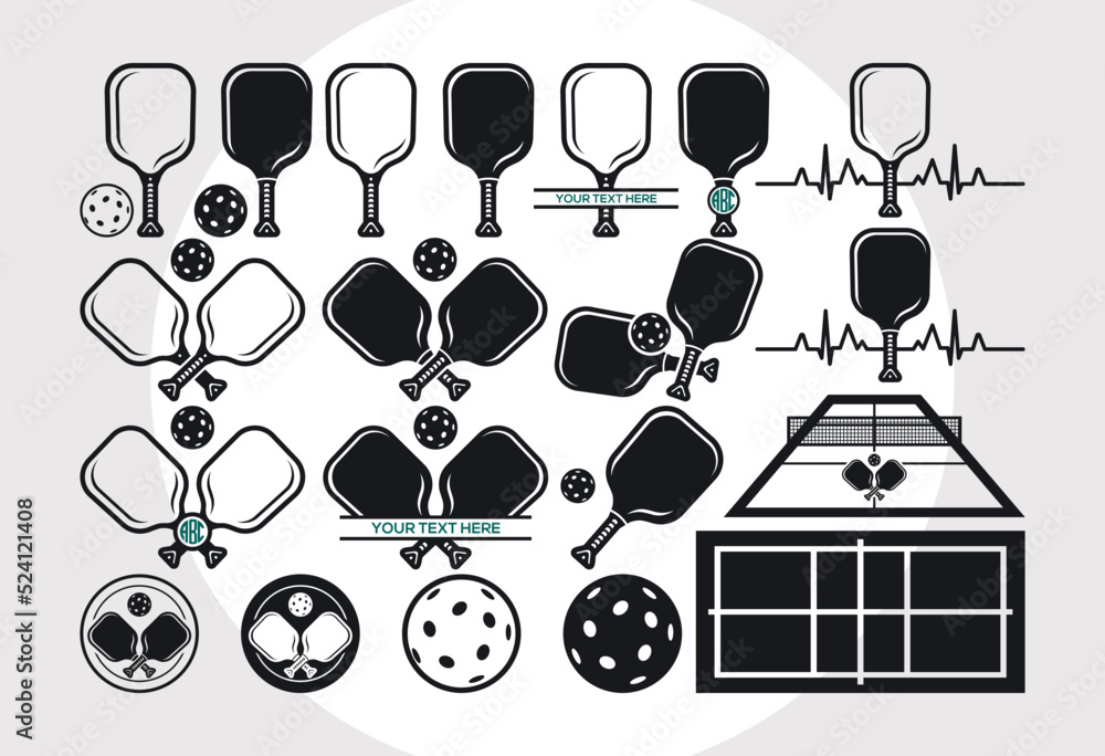 Pickleball Bundle SVG Cut File, Pickleball Court Svg, Pickleball With ...