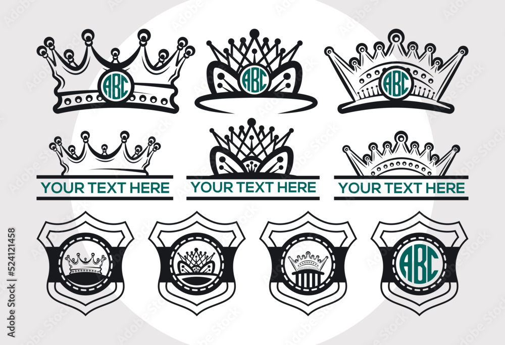 Stockvector Royal Crown Monogram Svg Cut File, Royal Crown Svg, Crown ...