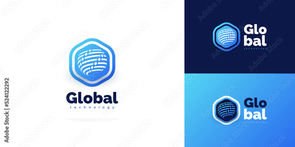 Blue Technology Global Logo. World Logo or Icon for Business and ...