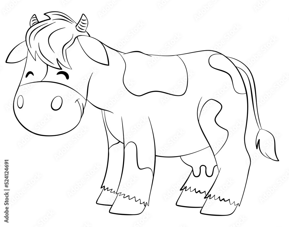 Cow. Element for coloring page. Cartoon style. Stock Vector | Adobe Stock
