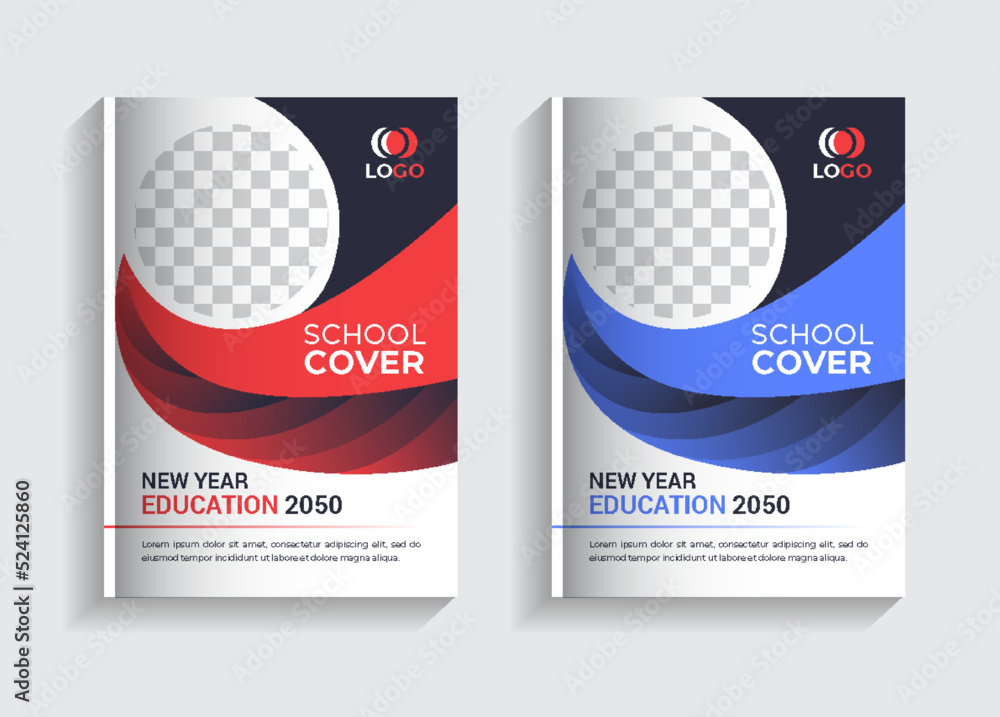 School Education book cover template design. social media page cover ...