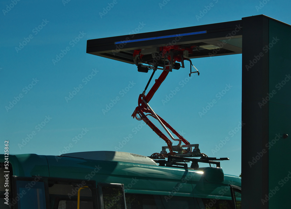 Charger for electric buses in the process of charging the battery on ...