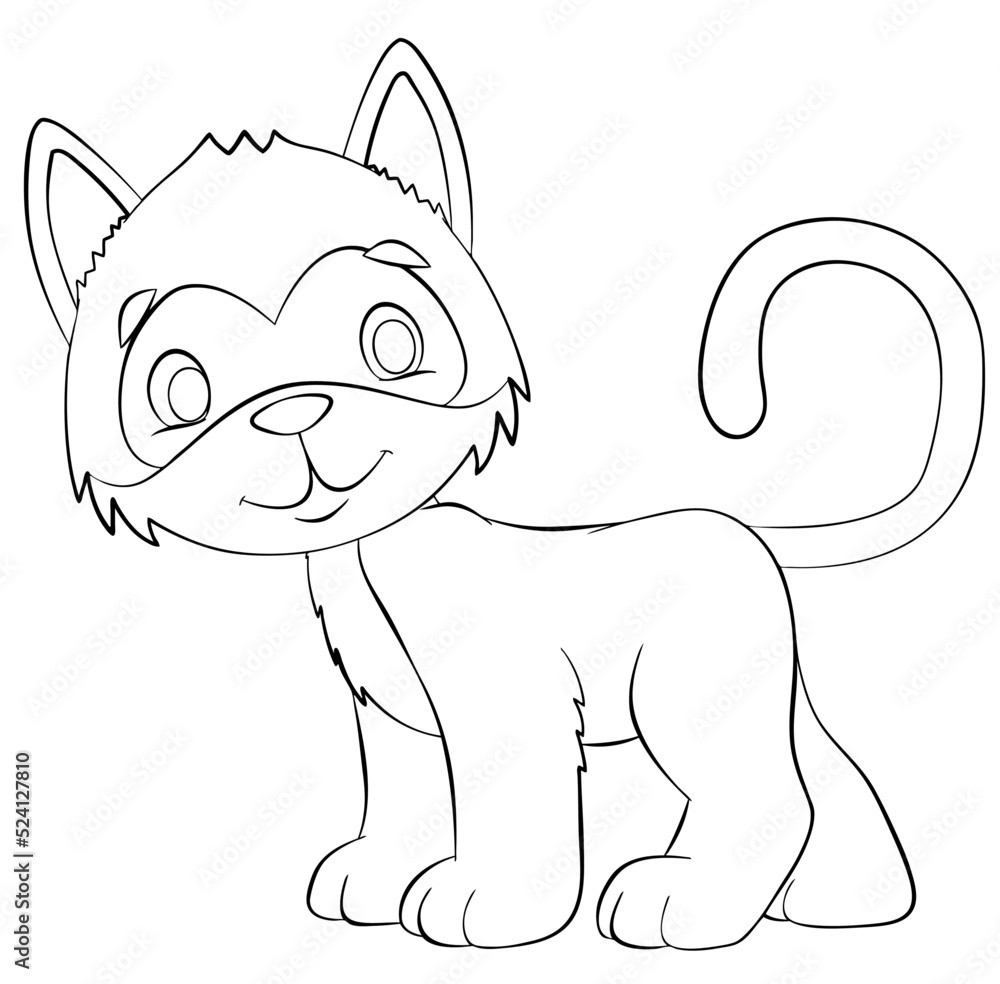Cat. Element for coloring page. Cartoon style. Stock Vector | Adobe Stock