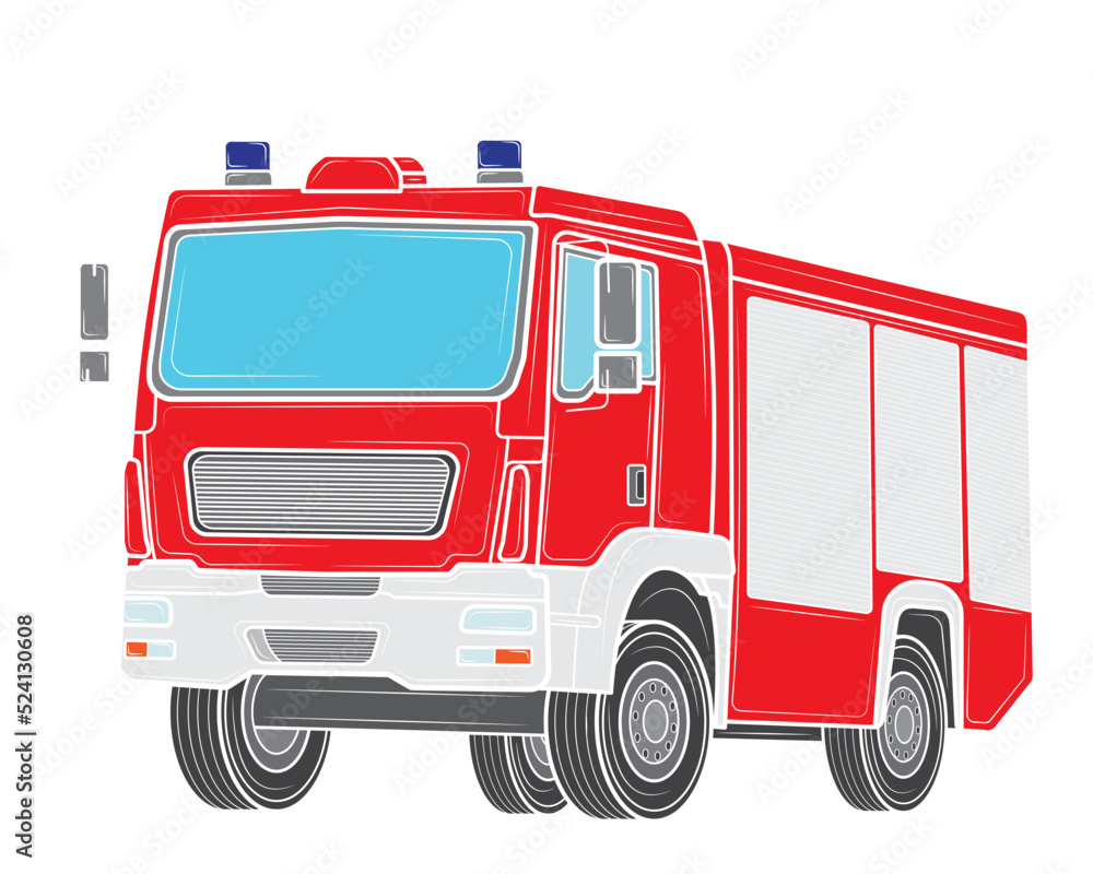 Fire truck ambulance car.Side view.Vector illustration. Stock Vector ...