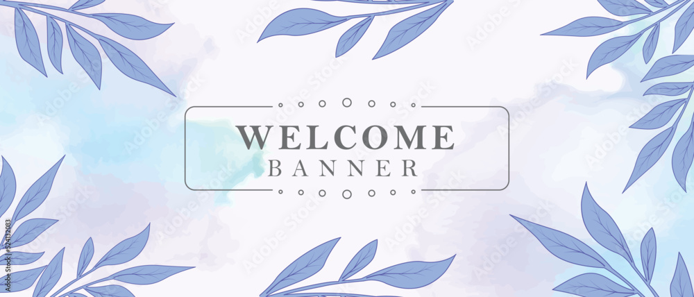 Welcome Banner with leaves background Stock Vector | Adobe Stock