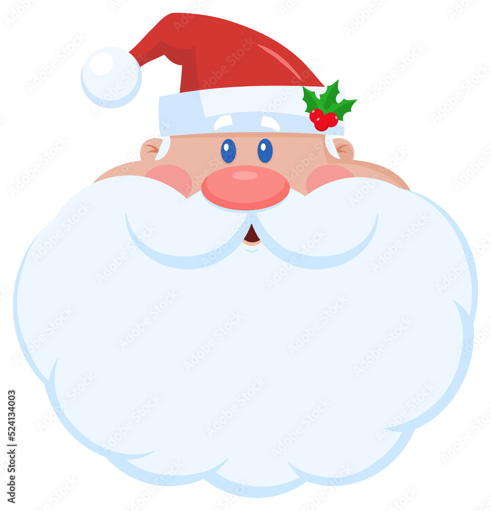 Santa Claus Cartoon Character Face Portrait. Hand Drawn Illustration ...