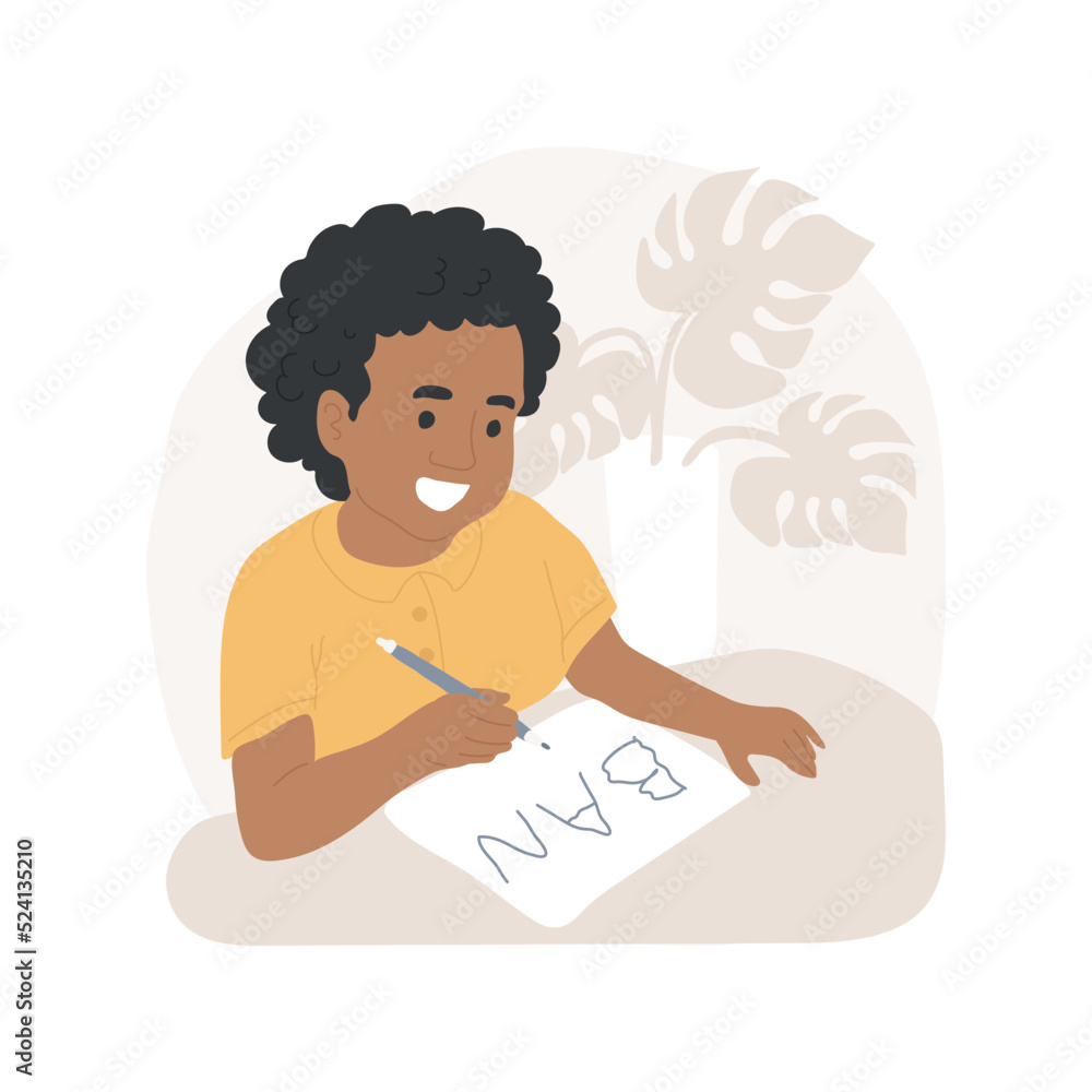 Children Writing Cartoon