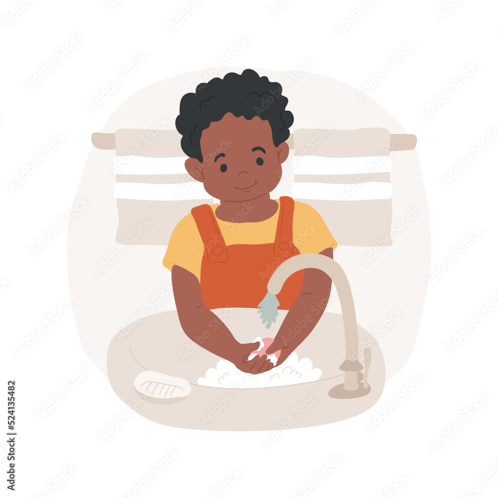Learn proper handwashing isolated cartoon vector illustration. Learn ...